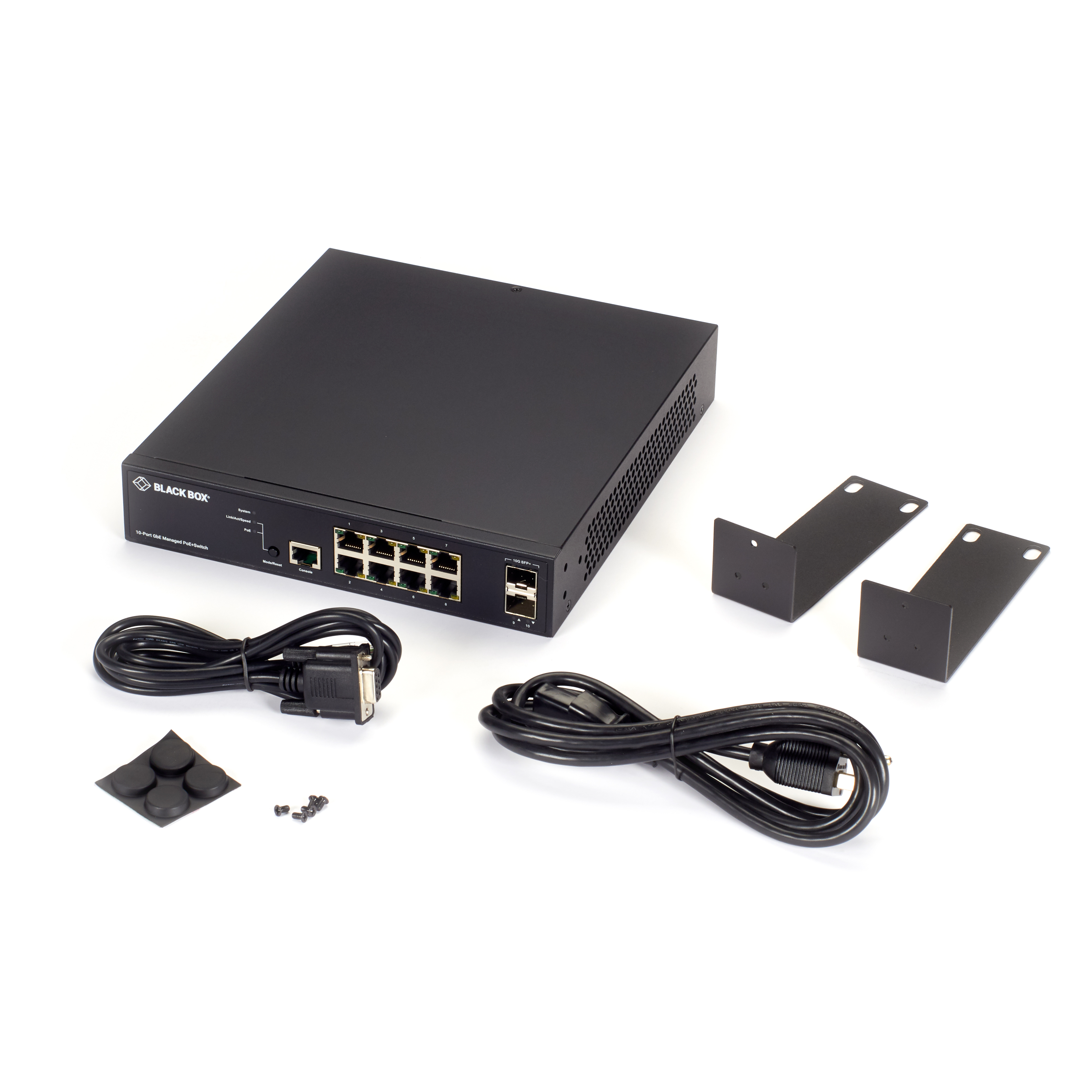MGD PoE+ Switch - 10/100/1000Mb RJ45 PoE+, 1G/10G SFP+ | Black Box